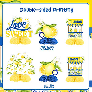 Lemon Bridal Shower Honeycomb Centerpiece, She Found Her Main Squeeze Centerpiece Lemon Centerpiece Table Decorations Blue for Lemon Fruit Bridal Shower Wedding Engagement Bachelorette Party