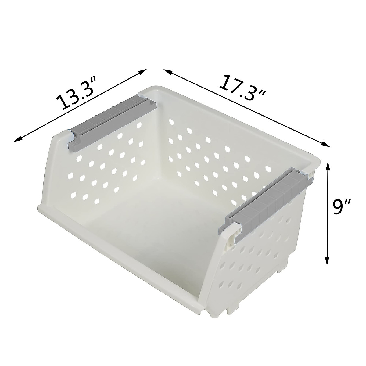 Hommp 3-Pack Plastic Stackable Storage Basket, White Stacking Organizer Basket