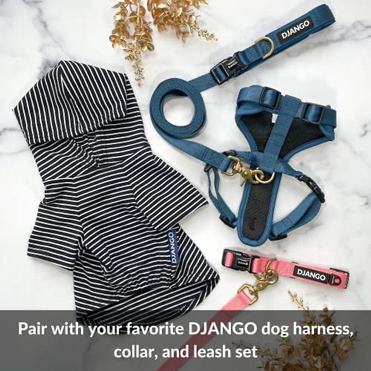 DJANGO Dog Hoodie and Super Soft and Stretchy Sweater with Elastic Waistband and Leash Portal (Medium, Black)