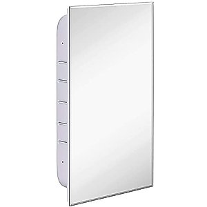 Hamilton Hills 16x26 inch White Recessed Medicine Cabinet with Mirror | Beveled Medicine Cabinet Organizer with Shelves | Farmhouse Wall Mounted Hanging Rectangular Bathroom Cabinet