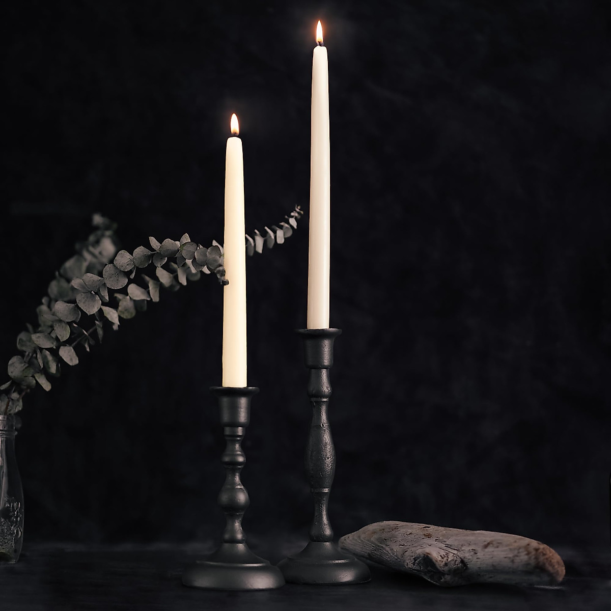 Bluecorn 100% Pure Beeswax Taper Candles | Natural Beeswax Candles, Ivory White Unscented Tapered Candles | 8 Inch Candles, Pair - Two Candlesticks | Soy, Paraffin, & Fragrance Free