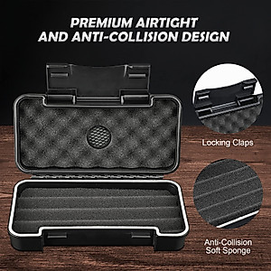 TISFA Cigar Travel Humidor Case with Cigar Cutter and Cigar Stand, Portable Cigar Humidor, Waterproof Cigar Box Holds up to 4 Cigars - Cigars Gift Set for Men (Small)