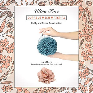 Spongentle Deep Cleansing Loofah Sponge, Pack of 4, Bath and Shower, Exfoliating Body Scrubber, Gorgeous Colors for Women and Men