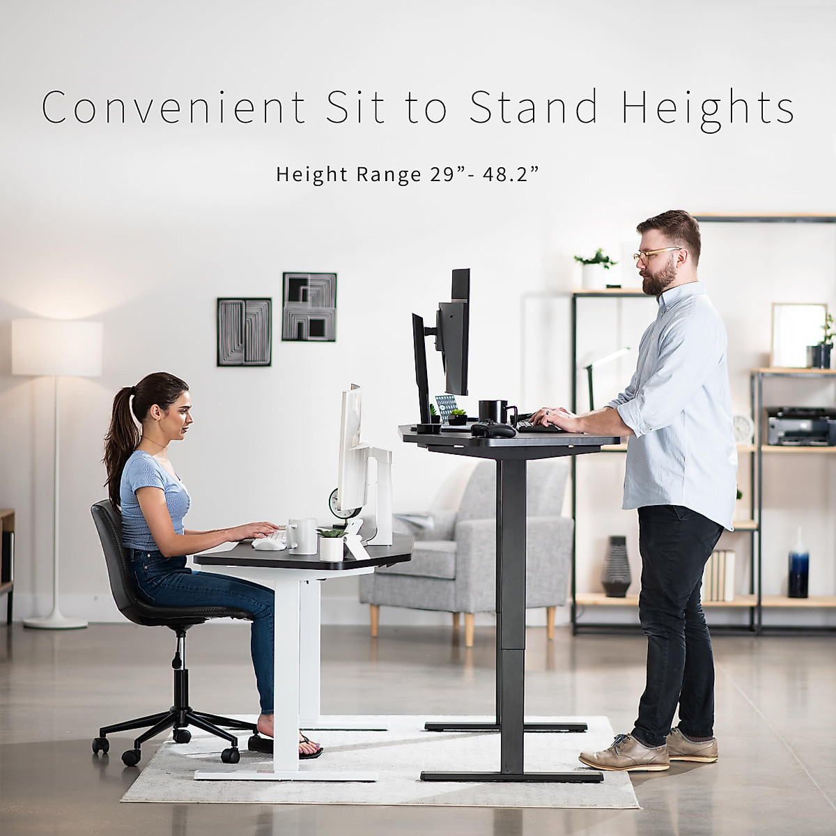 VIVO Electric 63 x 32 inch Standing Desk Workstation, Memory Controller Height Adjustment, 1B Series, Dark Walnut Top Black Frame, DESK-KIT-1B1D