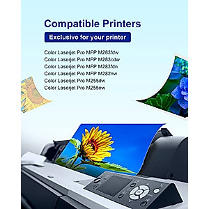 206X Toner m283fdw (with Chip) Replacement for HP 206X 206A Toner Cartridges 4 Pack W2110a W2110x Works with HP Laserjet Pro MFP M283fdw M255dw M283cdw M282nw M283 M255 -Black Cyan Yellow Magenta