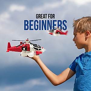 Toysery Bump and Go Helicopter Toys for Boys, Girls, Toddlers – Aircraft Toy Set with Lights & Realistic Sounds, Fun Toy Helicopter for Kids, Great All-Occasion Gifts, Red