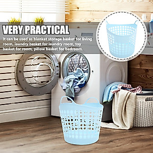 Flexible Laundry Basket - Plastic Hamper with Carry Handle Dirty Clothes Basket Grocery Basket Large Storage Hamper for Bathroom Laundry Room 30l