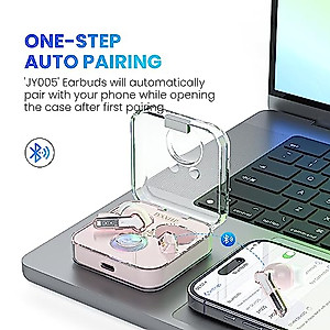 JYSXHP Wireless Earbuds Bluetooth 5.3 Wireless Headphones Touch Control IPX4 Waterproof in-Ear Earphones with RGB Charging Case and Noise Cancelling for Phone Laptop Sport (Pink)