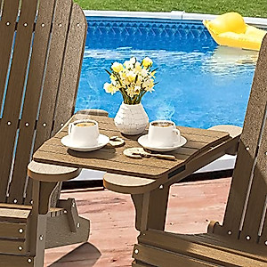 DWVO Adirondack Connecting Table, Water Resistance Outdoor Side Table Arm Tray Table for Adirondack Chairs, Adirondack Table Desk for Adirondack Barstools, Center Table for Tall Adirondack Chair,Brown