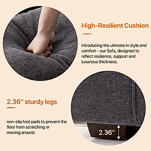 Luffield Chenille Loveseat Couch -88.6" Modern Design Sofa for Livingroom Clearance with Solid Wood, Metal Frame, Durable，Removable Back Cushion and Seat Cushion, Easy Cleaning(Dark Grey)