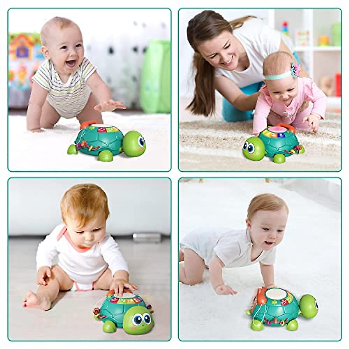 CUTE STONE Baby Toys 6 to 12 Months, Musical Turtle Crawling Baby Toys for 12-18 Months, Early Learning Educational Toy with Light & Sound,Toy for Infant Toddler Boy Girl 7 8 9 10 11 12 Month