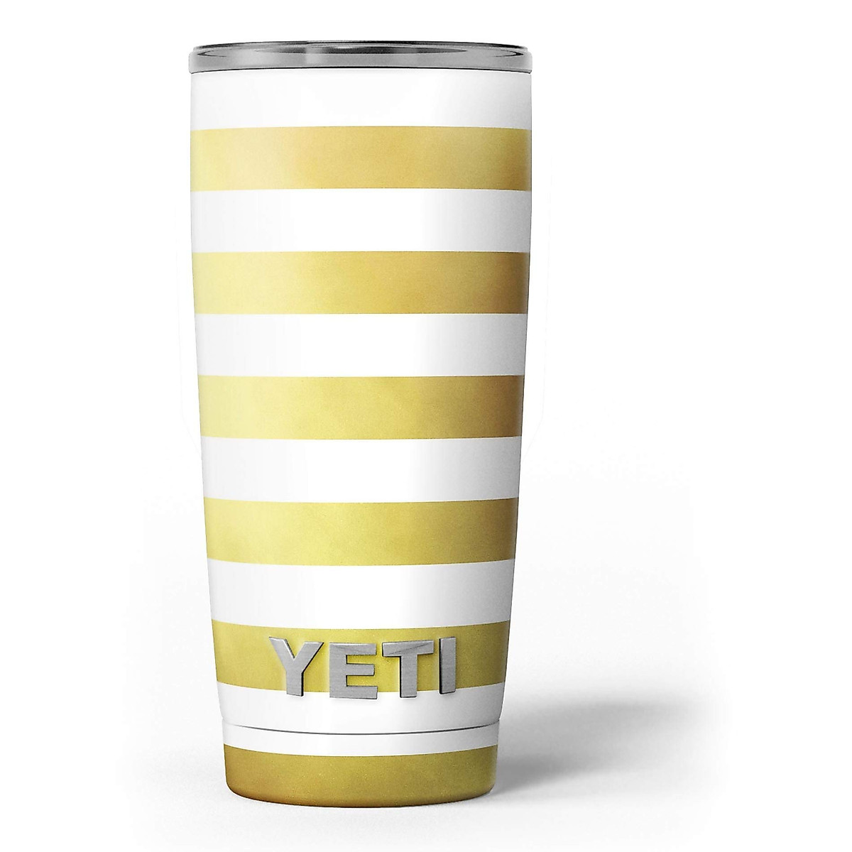 Design Skinz The Gold and White Horizontal Stripes - Skin Decal Vinyl Wrap Kit Compatible with The Yeti Rambler Cooler Tumbler Cups