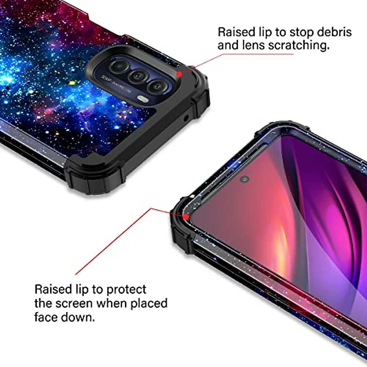 Miqala for Moto G Stylus 2022 5G/4G Case,Shiny in The Dark Three Layer Heavy Duty Shockproof Hard Plastic Bumper +Soft Silicone Rubber Protective Case for Moto G Stylus2022,Blue Sky.