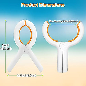 WaaWee Beach Towel Clips Clamps- 6 Pack Plastic Large Pool Chair Clips 5 Inch Clothespins Windproof Clips Clothes Pegs for Beach Chairs Cruise Chair (Orange)