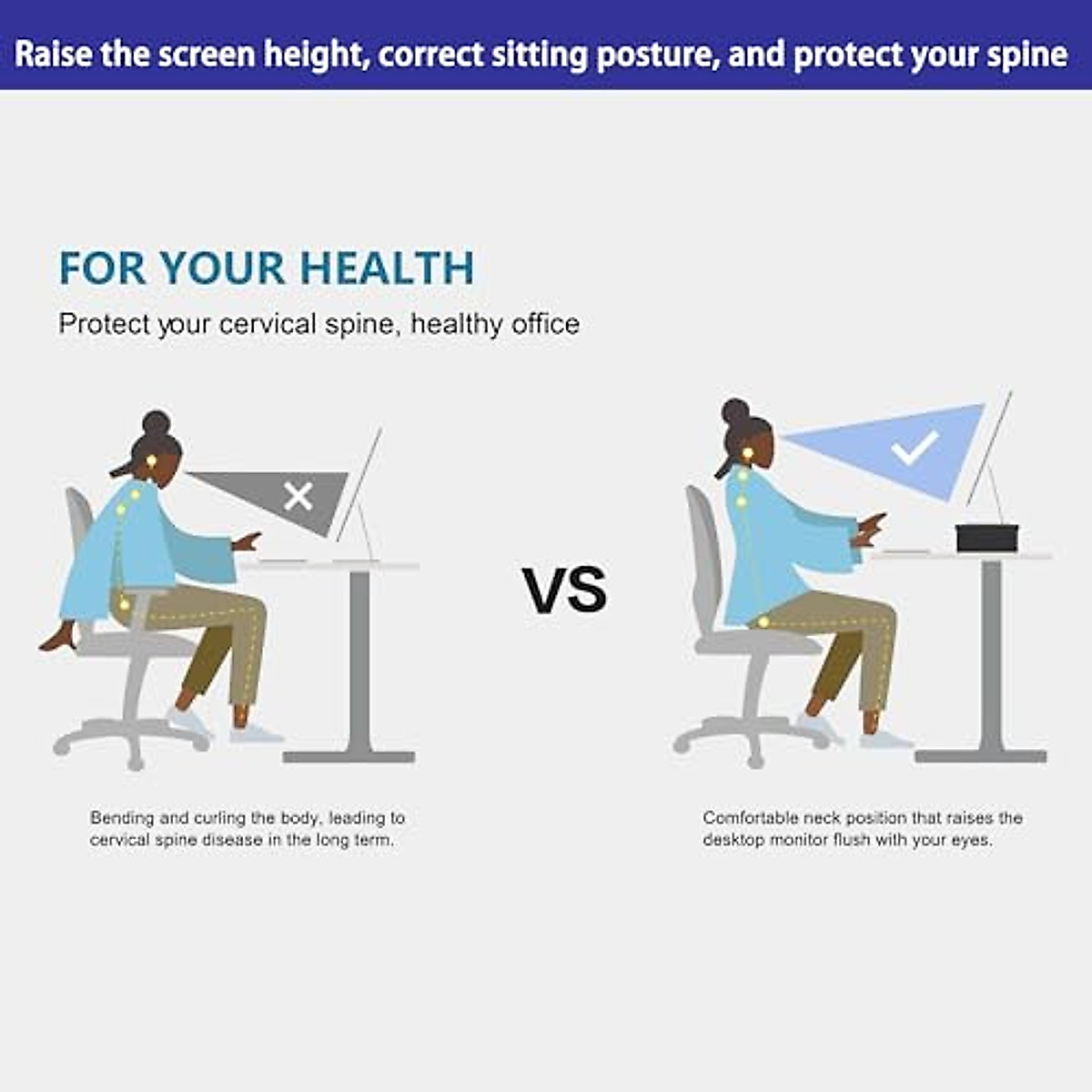 Catekro Monitor Stand Riser, 2 Tiers Wood Monitor Riser Stand with Storage Organizer, Multi-Purpose Desktop Organizer Riser for Computer,Laptop,Printer(Black)
