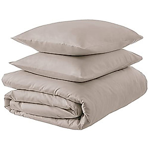 Amazon Aware 100% Organic Cotton 300 Thread Count Duvet Cover Set - Taupe, Full/Queen