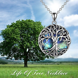 WINNICACA Tree of Life Necklace Sterling Silver Celtic Necklaces for Women Abalone Jewelry Abalone Shell Tree of Life Pendant Celtic Jewelry for Women Birthday Gifts for Mom