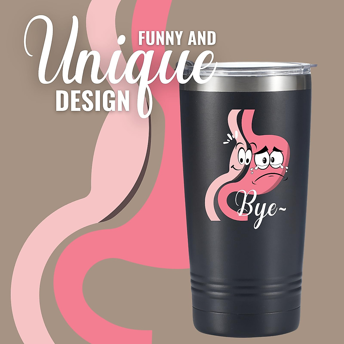 Onebttl Bariatric Surgery Gifts, Surgery Gastric Awareness Gift for Her/Him, Gastric Sleeve Surgery Medical Gift, 20 oz Travel Tumbler with Lid and Straw, Gift Box and Card Included, Bye B*tch