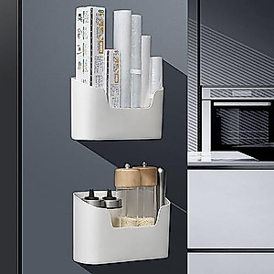 YESBAY Wall Mount Organizer Rack Wall Storage Box Floating Shelves Multi-Purpose Self-Adhesive Storage Box Sturdy Reusable Organizer for Doors Walls Refrigerators Bathroom Kitchen White