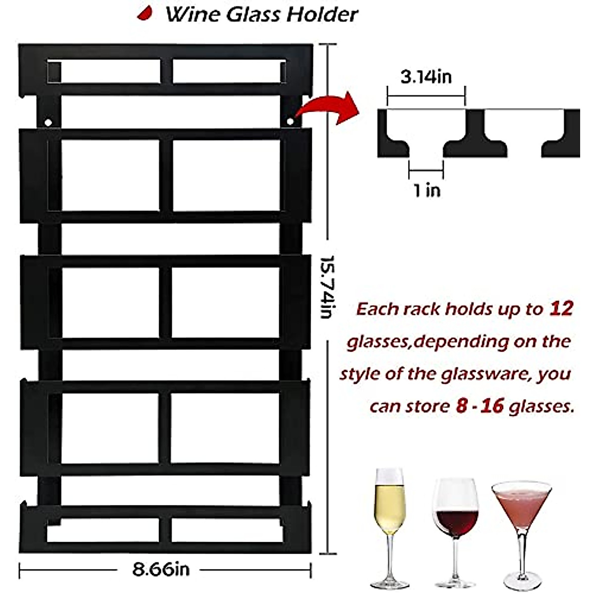 Household Wine Glass Rack, Wine Cabinet Goblet Rack, Wine Glass Rack, Wine Rack Hanging Rack 2 Packs