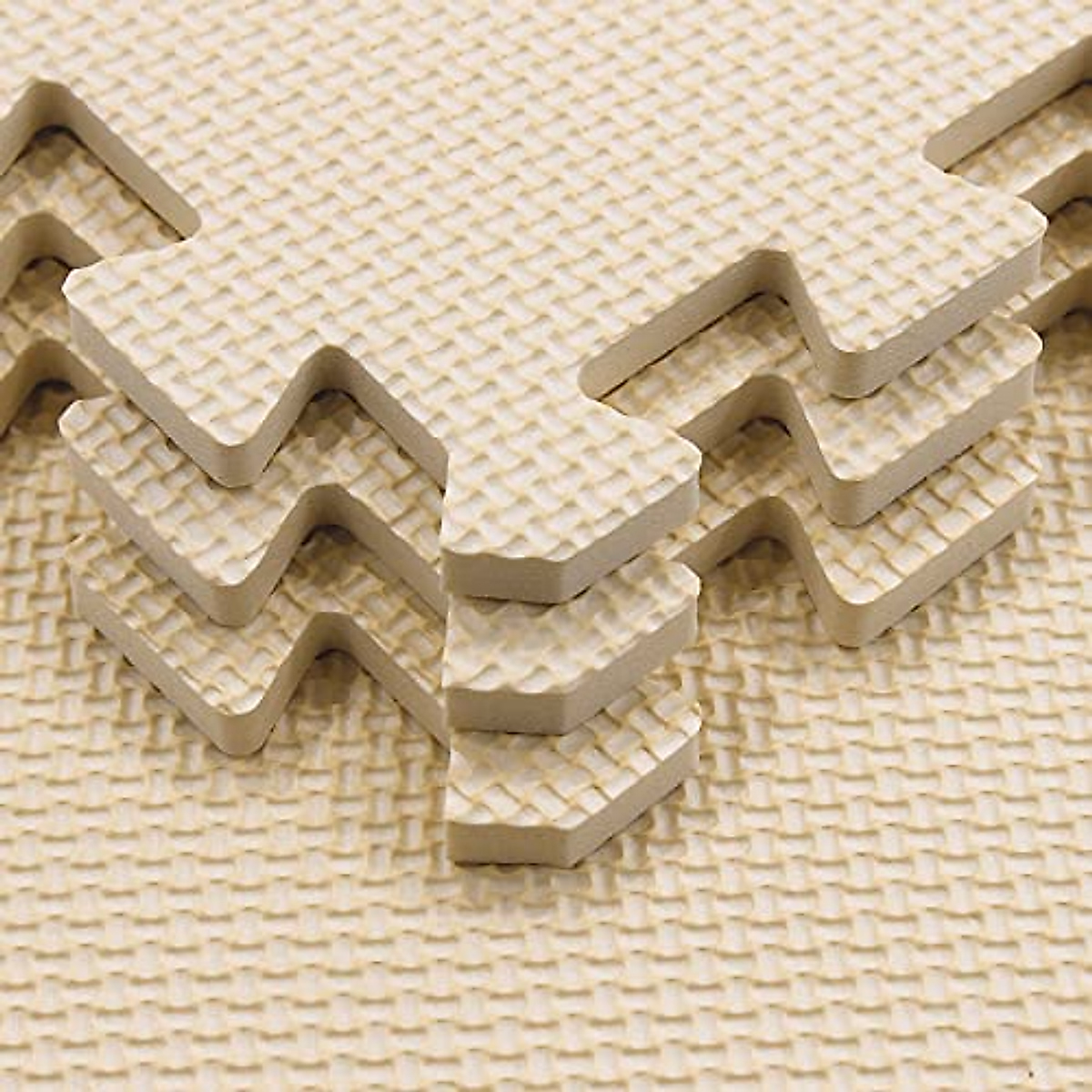 Yostrong® 18 Tiles Interlocking Puzzle Foam Baby Play Mat for Playing - EVA Babies Crawling Mat | Rubber Floor Work Out Mats for Home Gym. Beige. YOC-Jb18N