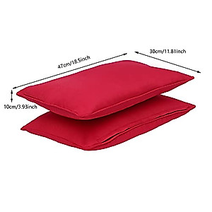 Leblett Pack of 2 Outdoor Pillows,Indoor/Outdoor Waterproof Decorative Throw Cushion Garden Sofa Chair Cushion Throw Pillow (47*30*10cm,Red)