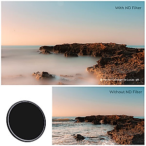 K&F Concept 72mm Variable ND Lens Filter ND2-ND400 (1-9 Stops) 18 Multi-Layer Coatings Adjustable Neutral Density Ultra Slim Lens Filter for Camera Lens (K-Series)