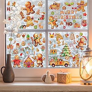 Christmas Gingerbread Wall Stickers Decoration 12 Sheets, Christmas Wall Decals Holiday Gingerbread Decor for Wall, Winter Candy Wall Vinyl Stickers for Living Room Bedroom Home Office Decor