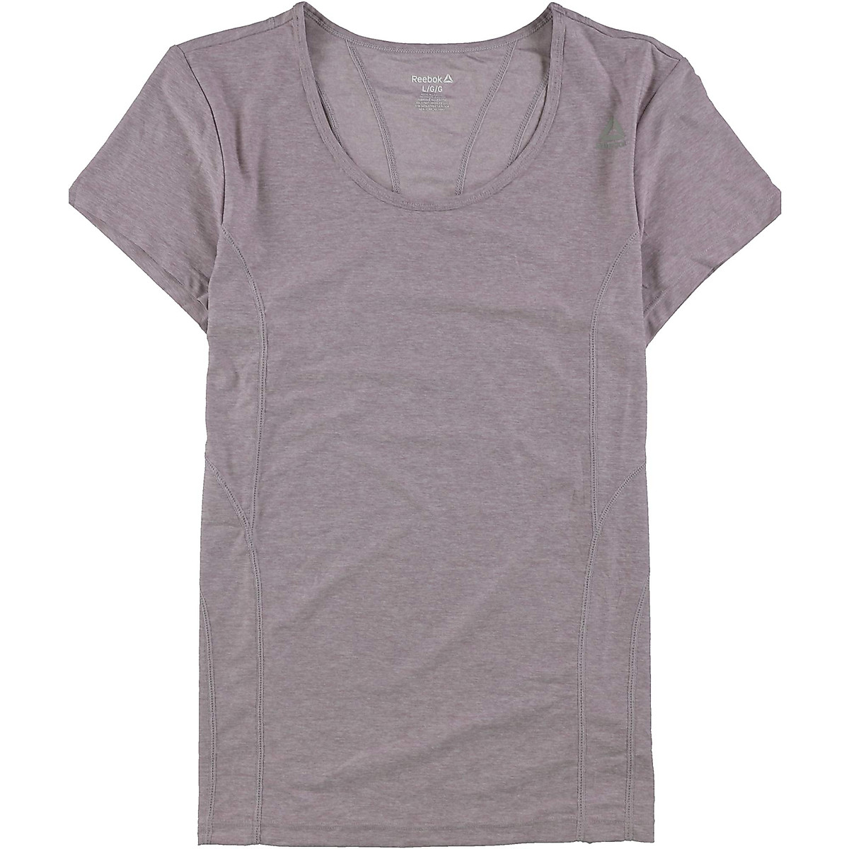 Reebok Womens Reversed Marled Basic T-Shirt, Purple, Large