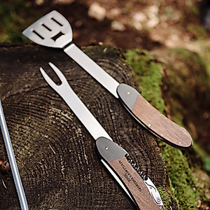 Gentlemen's Hardware GEN274 Portable and Detachable Wood-Handled Multi-Tool, 5-in-1, BBQ 5-in-1