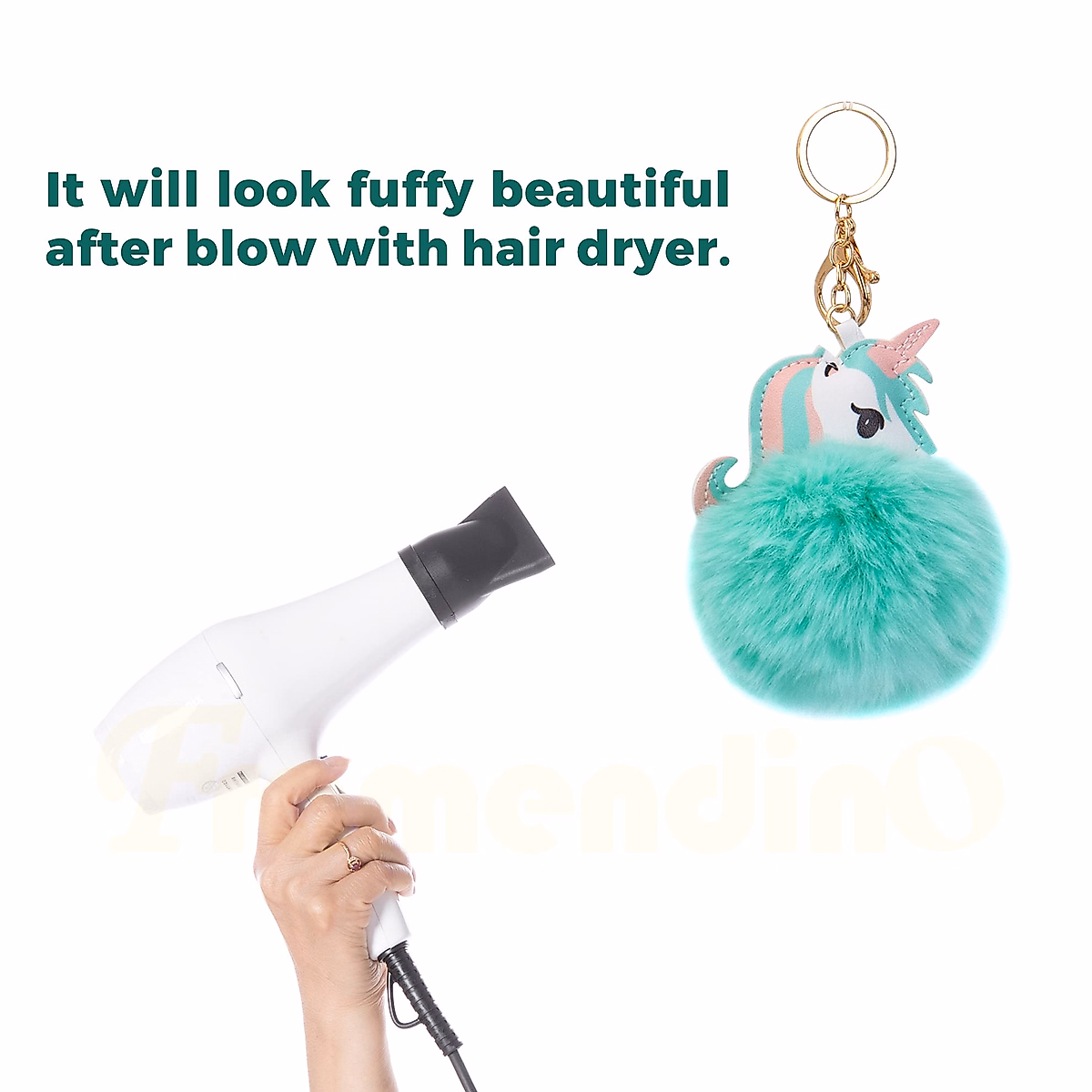 Framendino, 6 Pack Animal Pom Pom Keychain Cute Faux Fur Fluffy Fuzzy Keychain Ball for Girls Women Bag Accessories