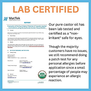 USDA Organic Castor Oil Lash Serum - Premium All Natural Cold Pressed Castor Oil Eyelash Growth Serum with Mascara Tube - Eyelash Treatment and Conditioner - For Thicker and Fuller Lashes