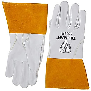 1338M Goatskin Tig Glove4 Cuff-Cd Medium by Tillman (1338 - MEDIUM), White