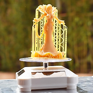 FUNGDO Solar Turntable 360° Rotating Stand Display Plate for better curing UV resin printed jewelry or small items model from LCD/SLA/DLP 3D Printer Solar or AA Battery power (Not Included) (Silver)