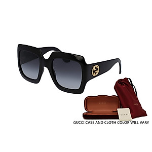 Gucci GG0053S 001 54M Black/Grey Gradient Rectangular Sunglasses For Women+ BUNDLE With Designer iWear Eyewear Kit