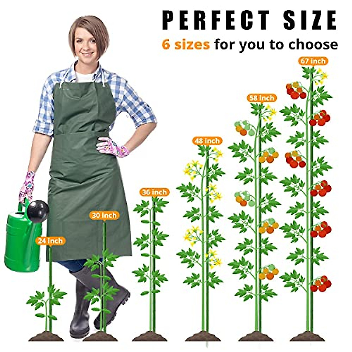 LAVEVE Garden Stakes 48 Inches Heavy Duty Steel Tomato Stakes, Plastic Coated Support Stakes for Securing Trees, Climbing Plants, Cucumber, Beans, Pack of 20