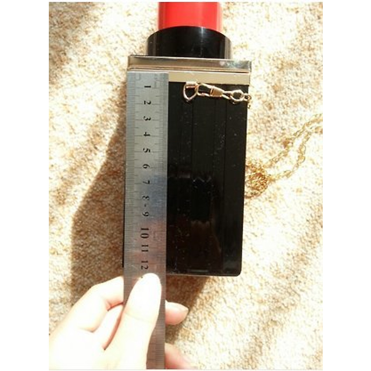 Women Acrylic Black Lipstick Shape Evening Bags Purses Clutch Vintage Banquet Handbag (Black)