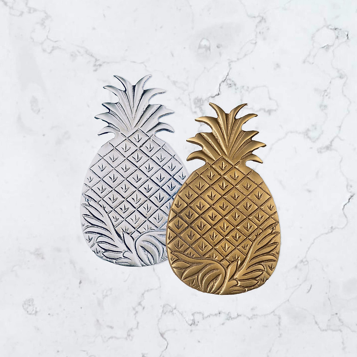 India Handicrafts Brushed Gold Tone Pineapple 9.5 x 5.5 Aluminum Trivet