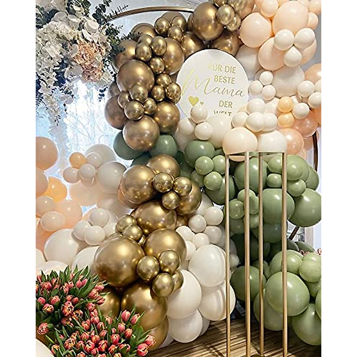 Janinus Sage Green Balloons 5 Inches 50 PCS Olive Green Party Balloons Sage Green Latex Balloons Birthday Balloons