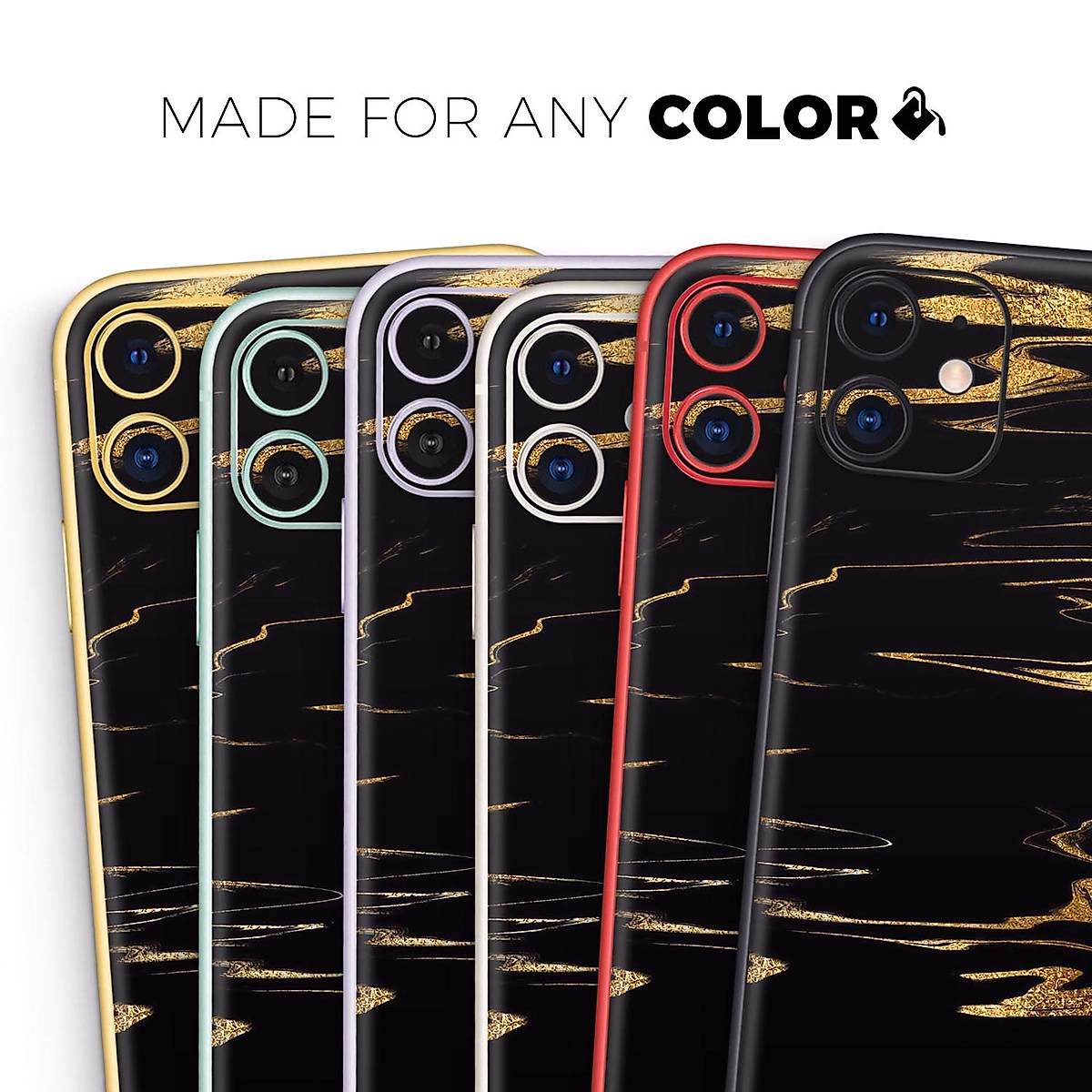Design Skinz Black & Gold Marble Swirl V2 - DesignSkinz Protective Vinyl Decal Wrap Skin Cover Compatible with The Apple iPhone 8 (Full-Body, Screen Trim & Back Glass Skin)