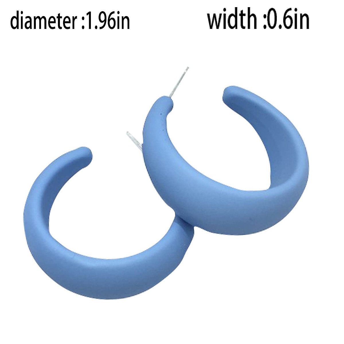 INENIMARTJ Trendy Colorful C Shape Hoop Earrings Resin Acrylic Earrings for Women Cute Candy Blue Color Y2k Earrings Lightweight Chunky Hoop Earrings for Women (C)