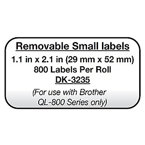 Brother Printer Die Cut Removable Adhesive Small Labels (DK3235), White