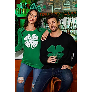 For G and PL St Patrick's Day Lucky Shamrock Clover Women Sweatshirt Ireland Four Leaf Pullover Casual T Shirts L