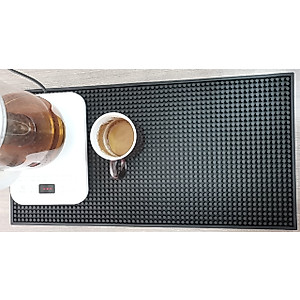 Bar Mat Quality Rubber Barber Service Mat, Black Coffee Bar Mats, Spill Mat for Counter-Top (16''X28'')