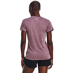 Under Armour Womens Tech V-Neck Twist Short-Sleeve T-Shirt, (501) Misty Purple/White/Metallic Silver, X-Large
