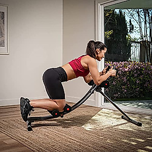 Sunny Health & Fitness Adjustable Waist Trainer Ab Roller with Elbow Support, Foldable Core Glider with Smooth Glide Wheels for Home Fitness, Crunches, and Glute Strengthening - SF-A022005