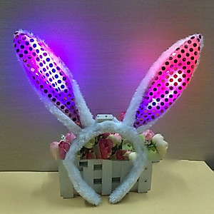 Easter Day Rabbit Ear Headband for Women Kids Plush Bunny Ears Hair Bands Funny Cute Soft Easter Party Favors Cosplay Birthday Decoration Hair Accessory Headwear for Holiday Adult Children Photo Props