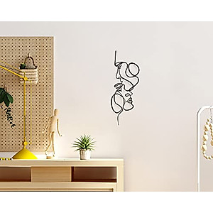 Pinetree Art Metal Wall Art for Bedroom Minimalist Design Wall Sculptures Decor Lovers Kissing Line Artwork Home Living Room Bathroom Decorative (black, 7" x 20")