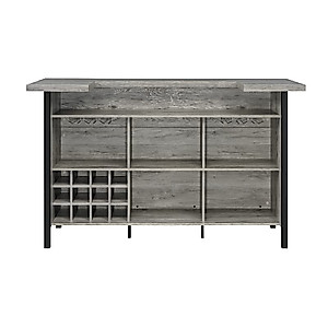 Coaster 70.75" W Modern Wood Bar Unit with Footrest in Gray Driftwood/Black