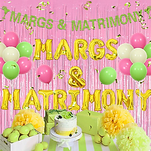 Balterever Margs and Matrimony Bachelorette Decoration Margs & Matrimony Balloon Banner Garland Margarita Lemon Ring Balloon Green for Margarita Bachelorette Party Wedding Mexican Fiesta Bridal Shower